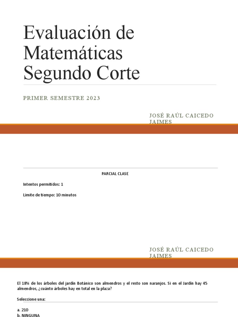 Evaluacion Del Segundo Corte Matematicas Basicas | PDF