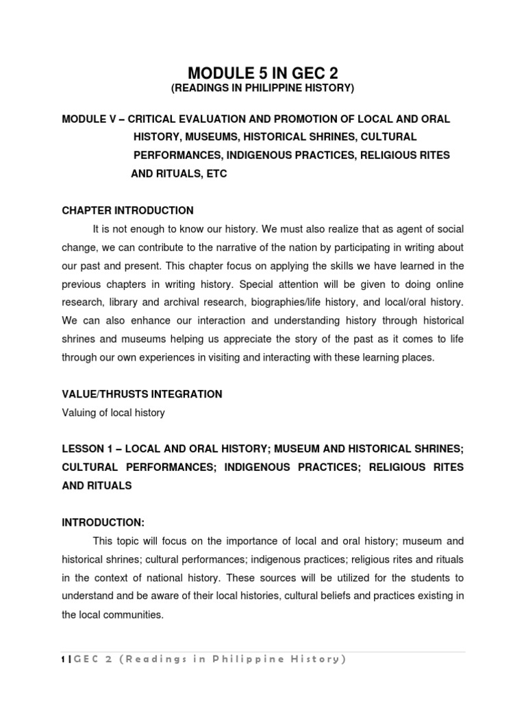 Gec 2 Chapter 5 PDF | PDF | Oral History | Museum