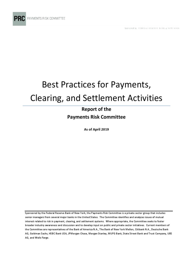 Best Practices For Payments Clearing and Settlement Activities | PDF | Banks | Clearing (Finance)