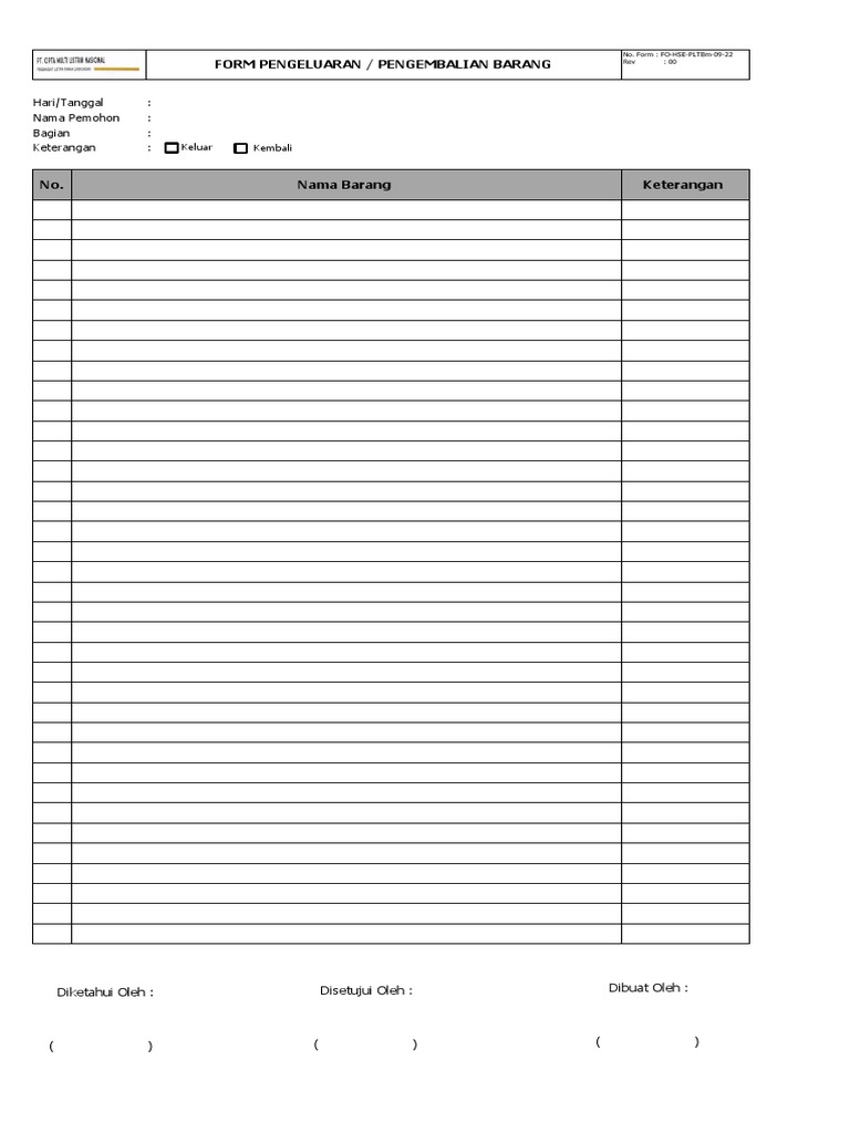 Form Pengeluaran Barang | PDF