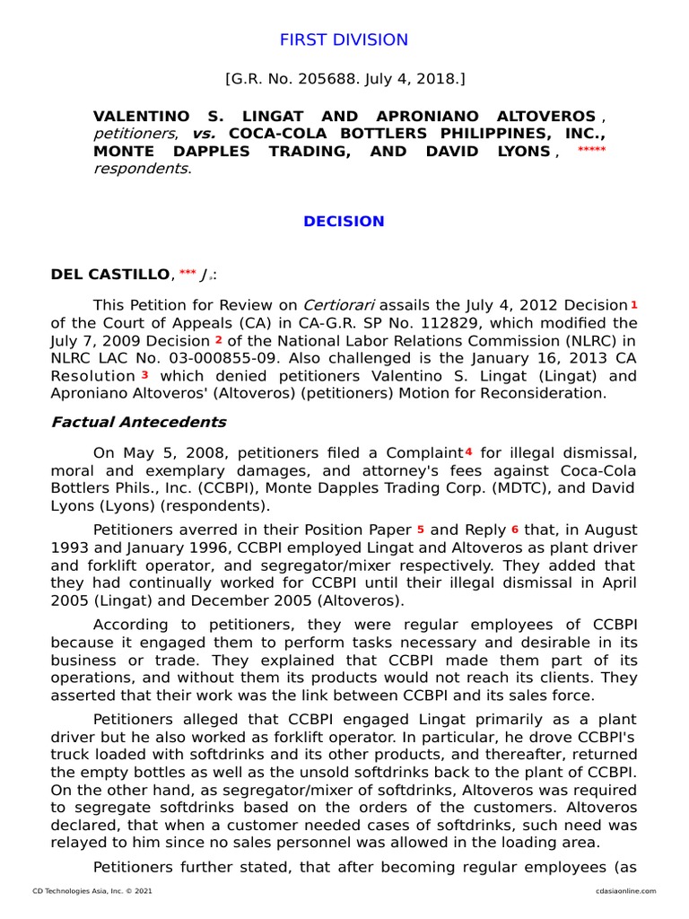 Lingat - v. - Coca-Cola - Bottlers - Philippines PDF | Download Free ... Lingat - v. - Coca-Cola - Bottlers - Philippines PDF | Download Free ...