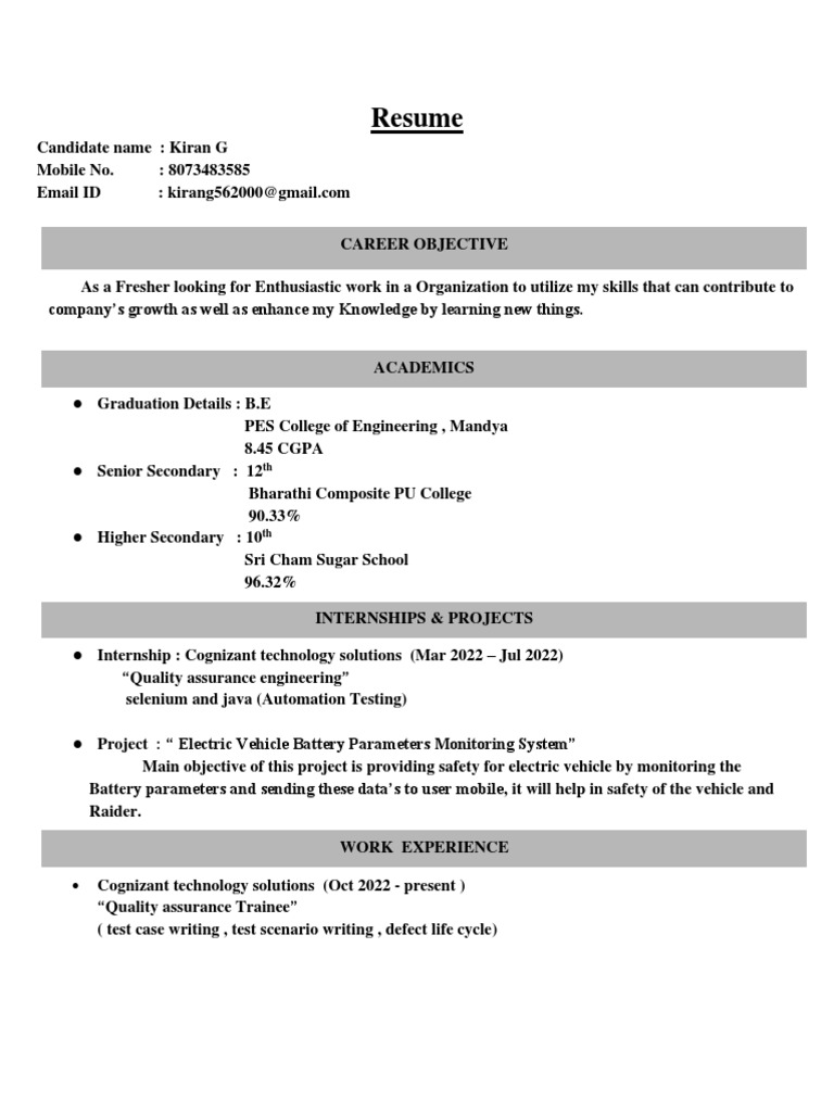 Kiran Resume PDF | PDF