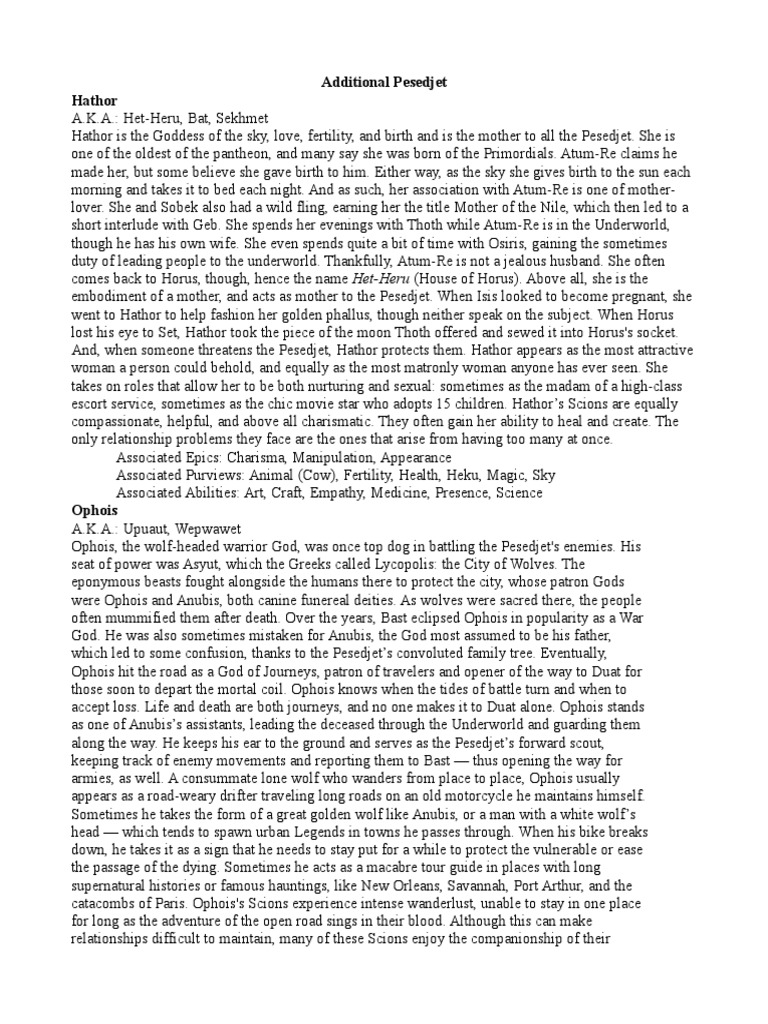 Pesedjet Deities: Hathor and Ophois | PDF | Horus | Mythological Characters