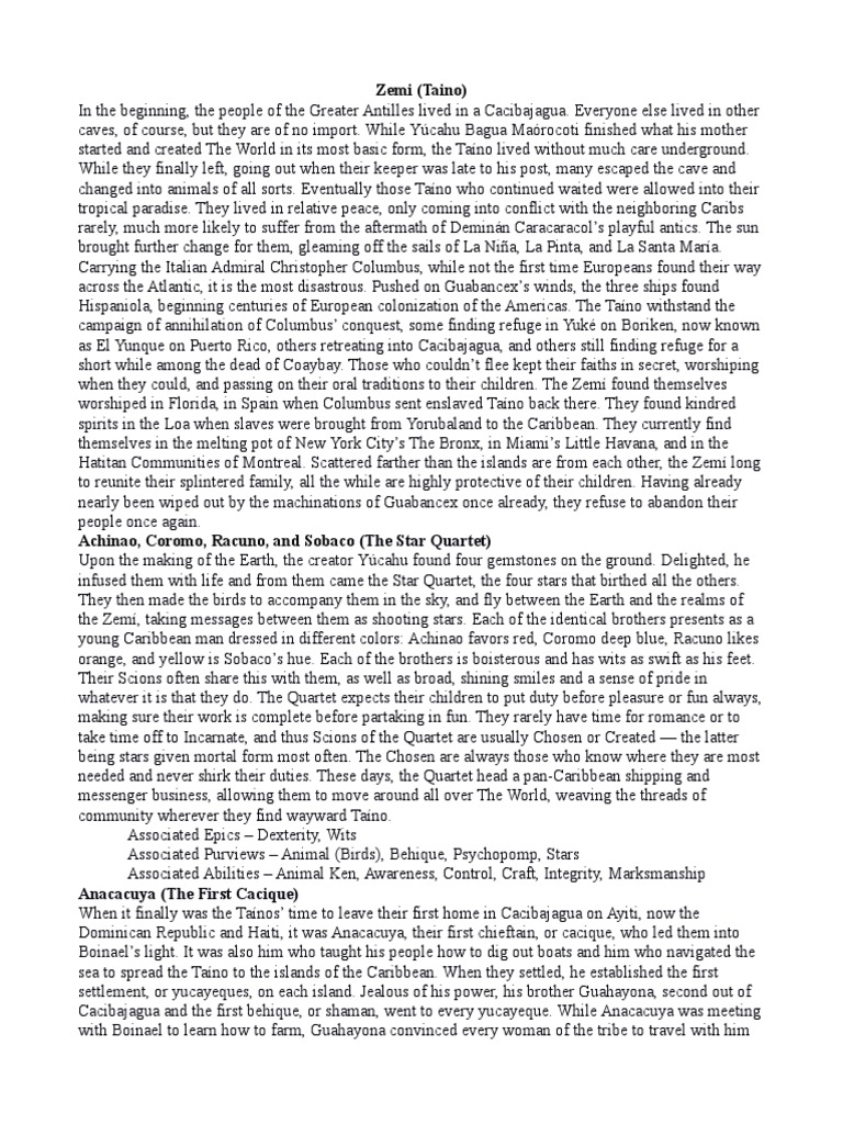 Taíno Zemi Gods and Their Legends | PDF | Christopher Columbus