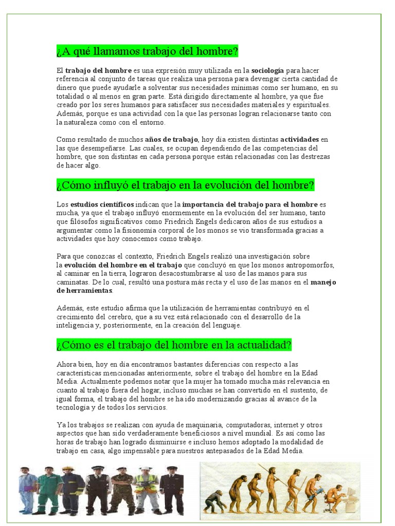 A Qué Llamamos Trabajo Del Hombre | PDF | Evolución | Homo Sapiens