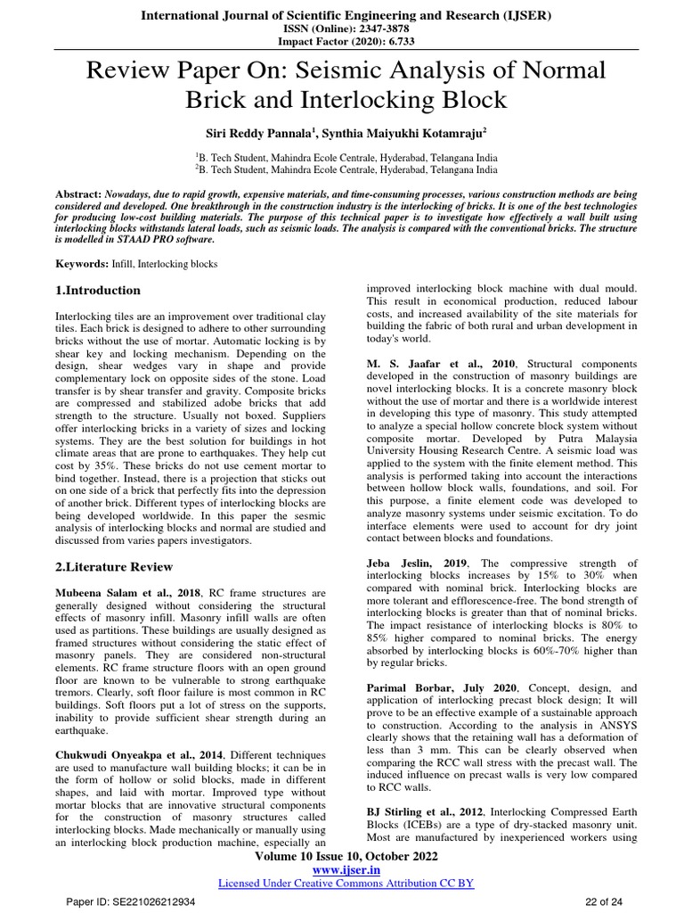 Seaming Level of Interlock Brick | PDF | Masonry | Brick