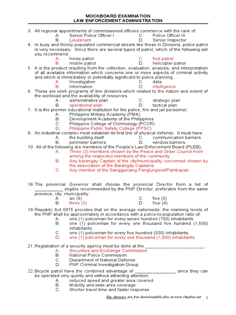 law enforcement administration for entrance exam | PDF | Police ...