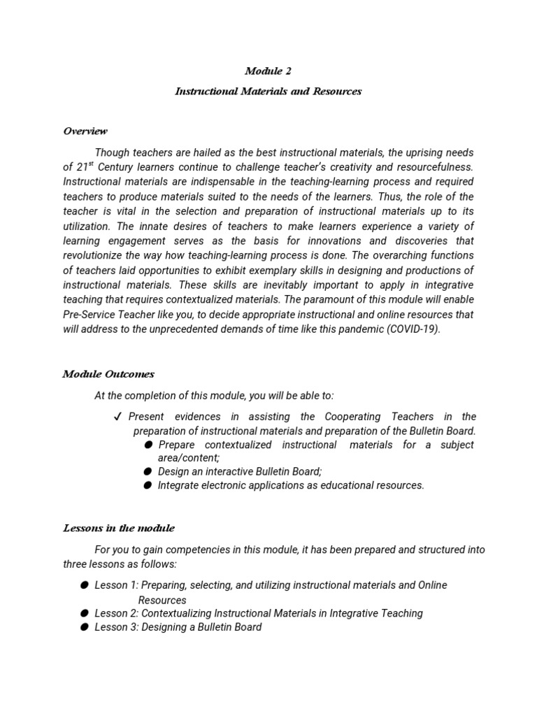 Instructional Materials and Resources | PDF | Learning | Curriculum