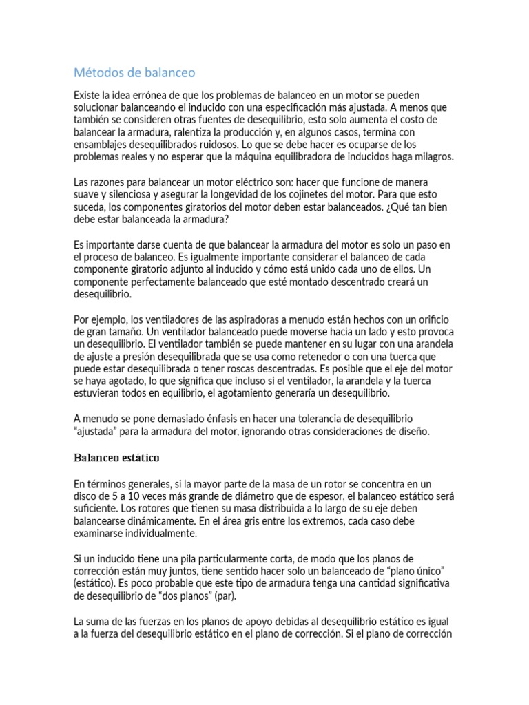 Metodos de Balanceo | PDF | Rodamiento (Mecánico) | Ciencias fisicas