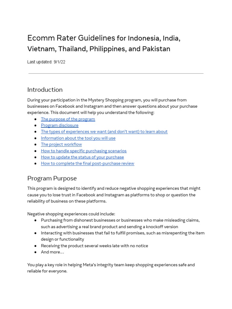(ACE) APAC E-Comm Rater Guidelines Indonesia, India, Vietnam, Thailand, Philippines, and ...
