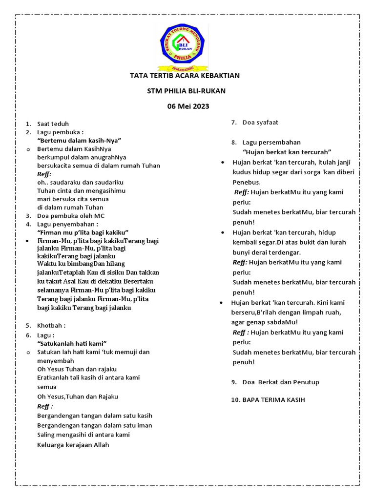 Tata Ibadah STM 6 Mei 2023 | PDF