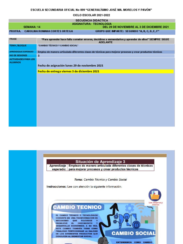 Cambio técnico y social: Una secuencia didáctica sobre la relación ...