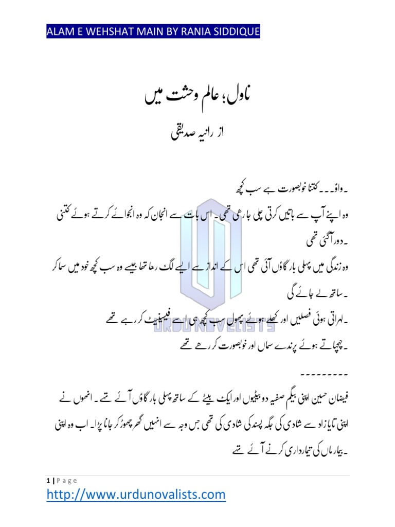Alam e Wehshat Main by Rania Siddique PDF | PDF