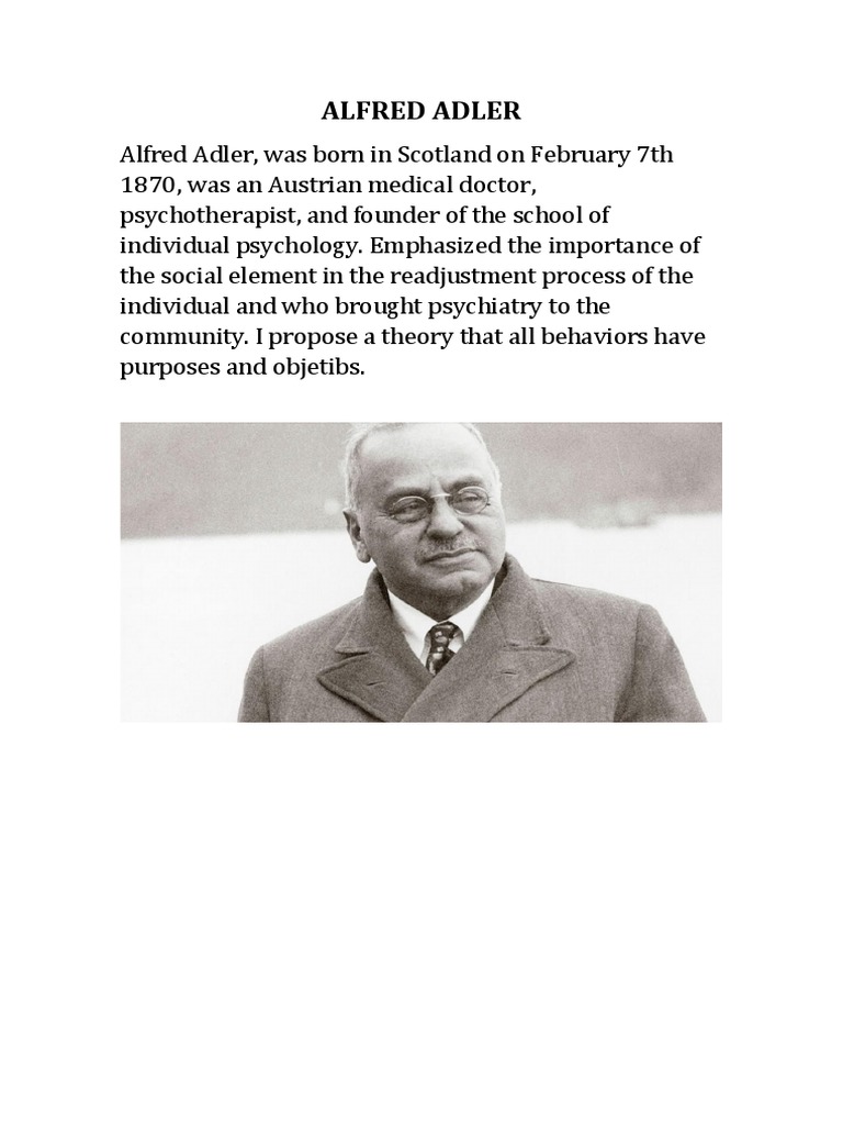 Alfred Adler | PDF | Philosophy | Self-Improvement