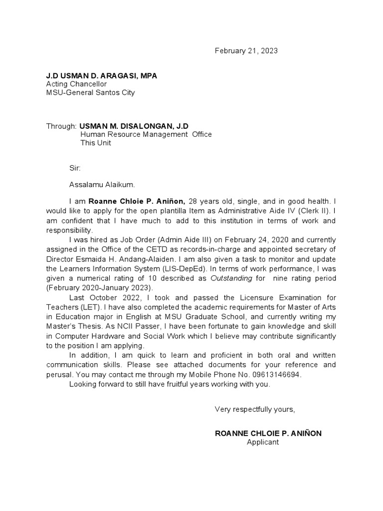 Application Letter | PDF | Postgraduate Education | Thesis