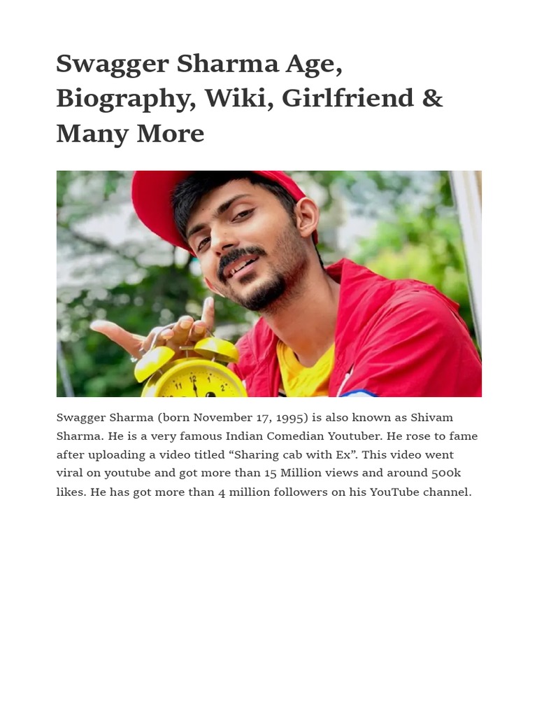 Swagger Sharma Age, Biography, Wiki, Girlfriend & Many More | PDF | You ...