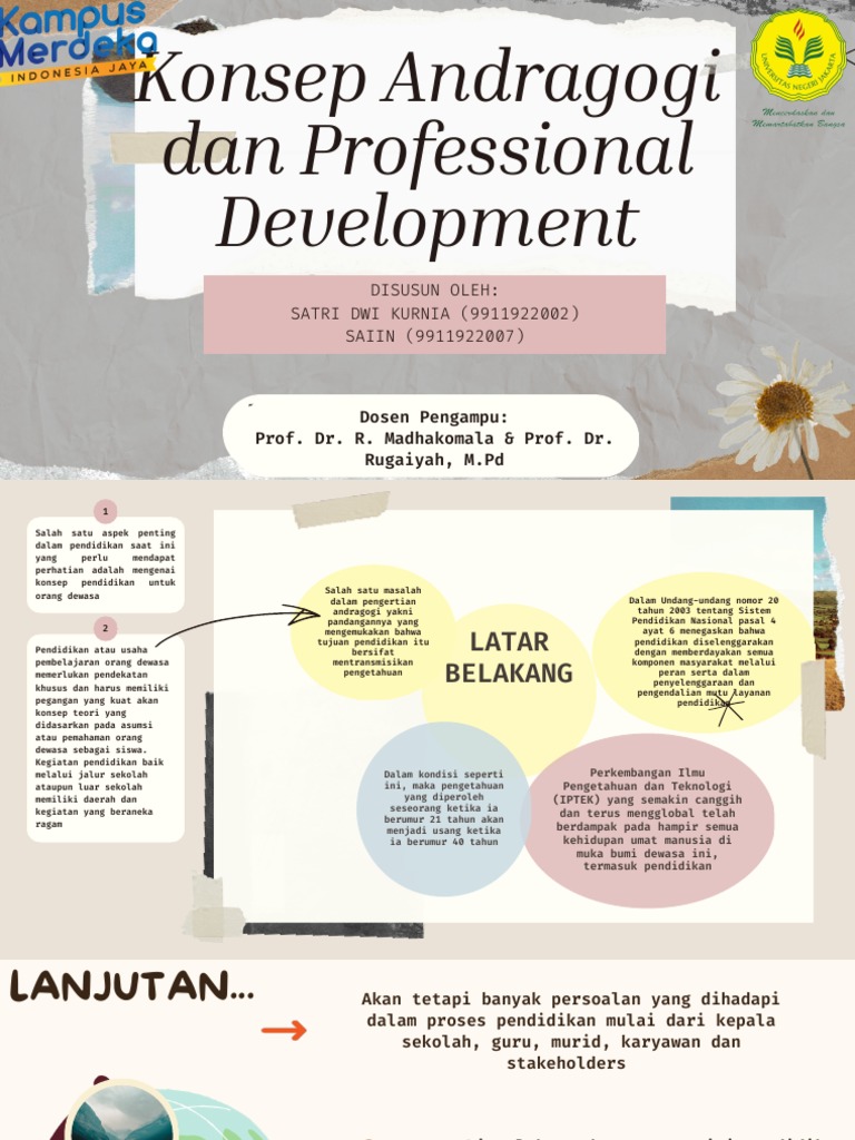 Rev PPT Kelompok 1 - Konsep Andragogi Dan Professional Development | PDF | Karier & Perkembangan