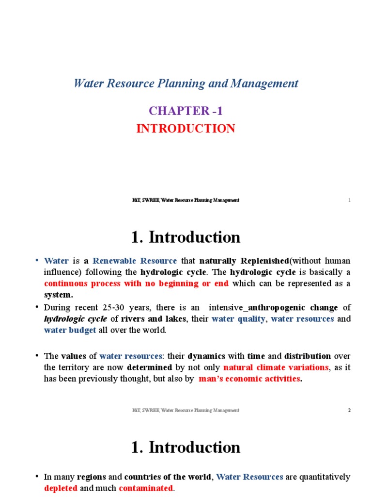 Water Resource Planning and Management: Chapter - 1 | PDF