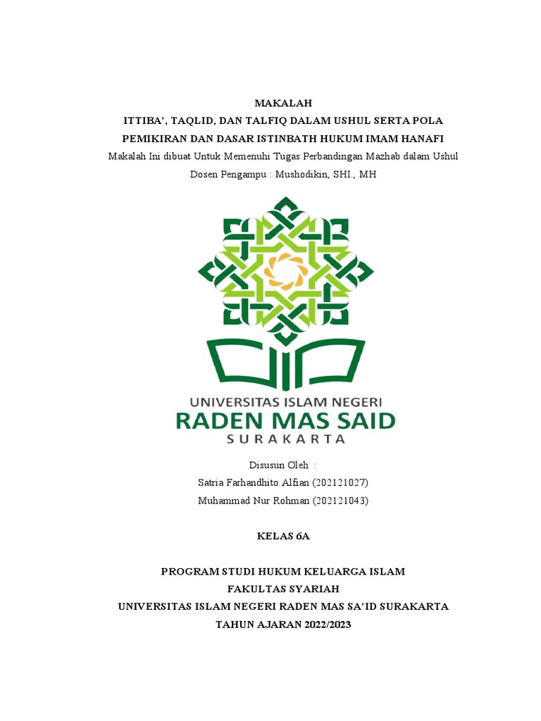 Ittiba', Taqlid, Talfiq dalam Ushul | PDF
