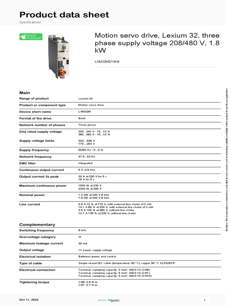 Lexium 32 & Motors - LXM32MD18N4 | PDF | Electromagnetic Compatibility ...