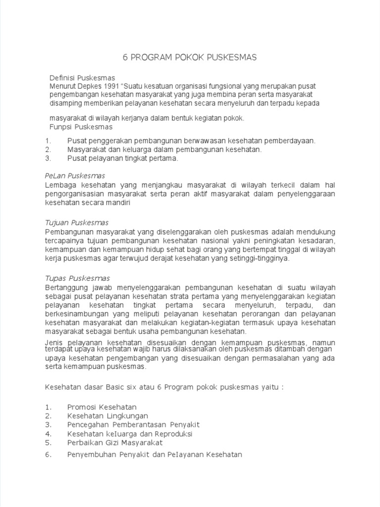 PDF 6 Program Pokok Puskesmas | PDF