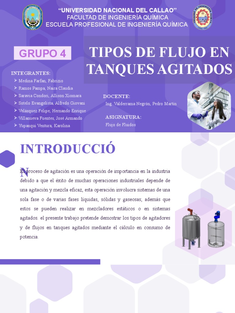 GRUPO 4 - Tipos de Flujo en Tanques Agitados | PDF
