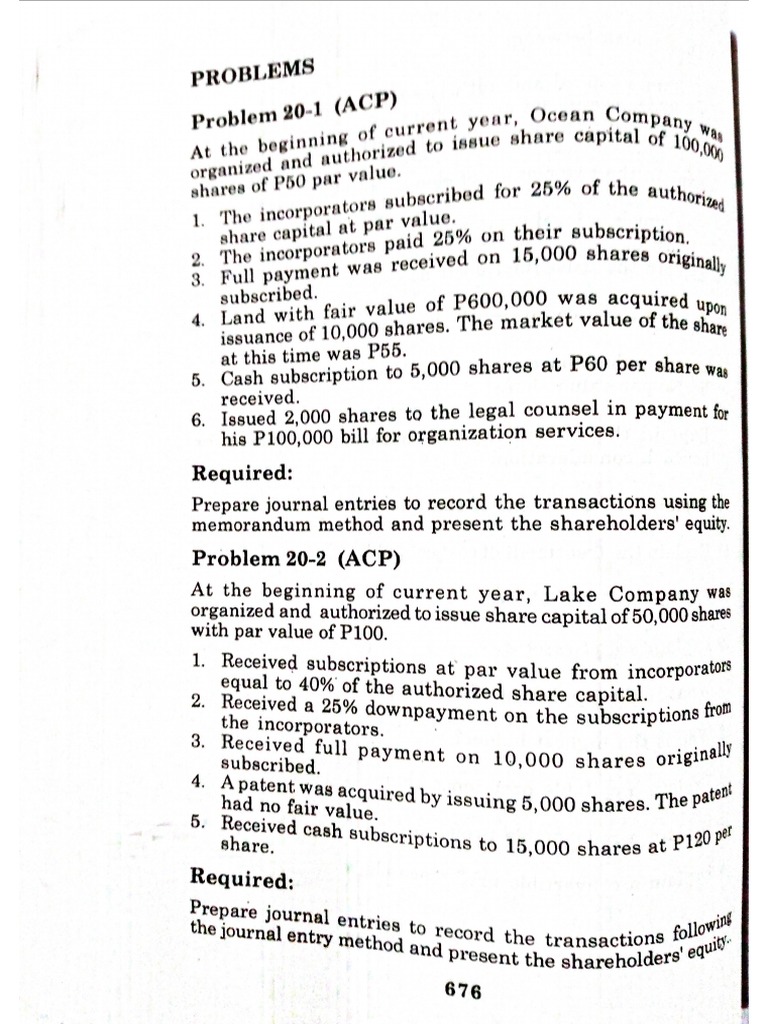 Chapter 20 Shareholders Equity Pdf