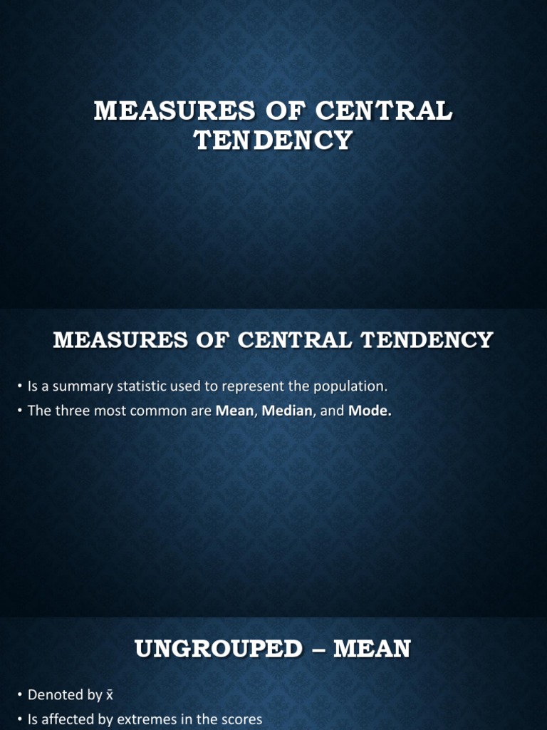 Central Tendency, Position, and Variation | PDF | Mean | Variance