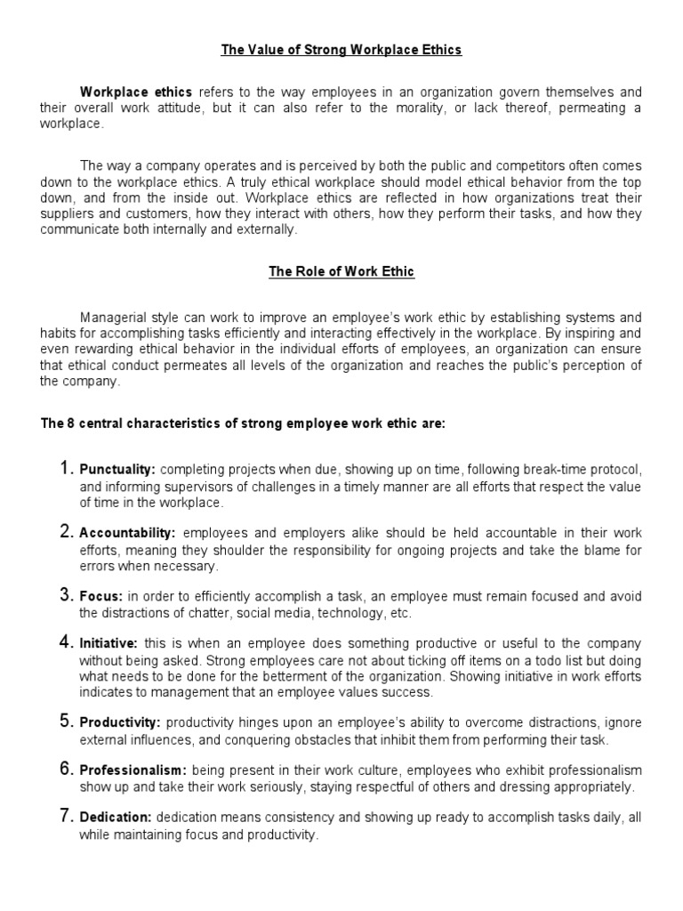 Work Ethics | PDF | Employment | Behavior