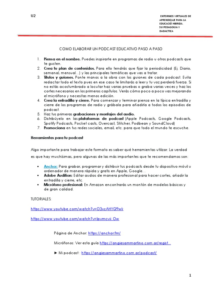 Como Elaborar Un Podcast Educativo Paso A Paso | PDF | Podcast | Informática