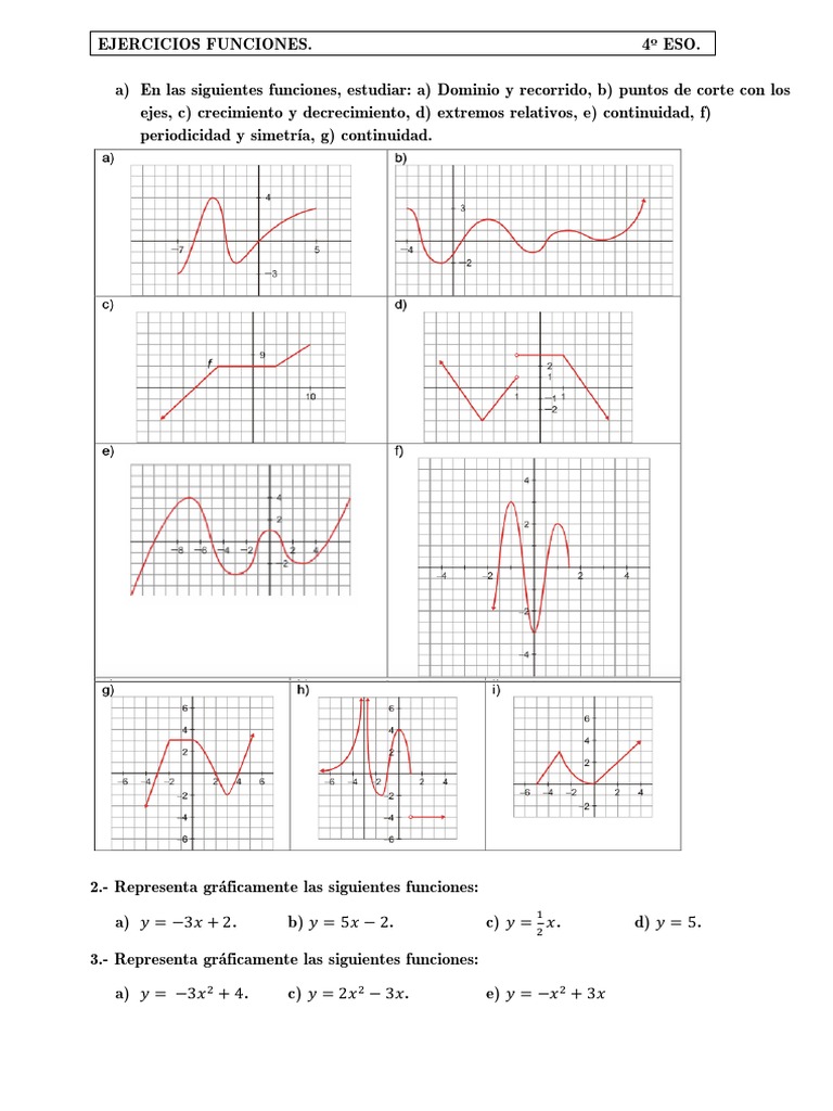 Ejercicios Funciones Tema 9 y 10 | PDF