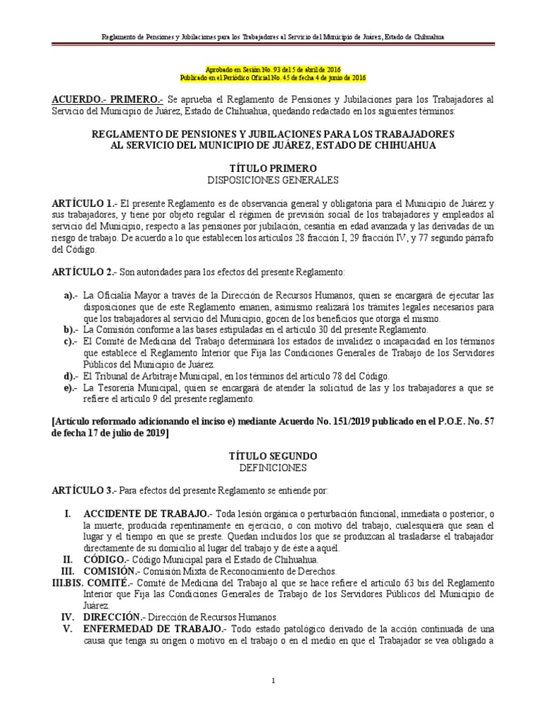 Reglamento de Pensiones Mun Juarez | PDF | Jubilación | Pensión