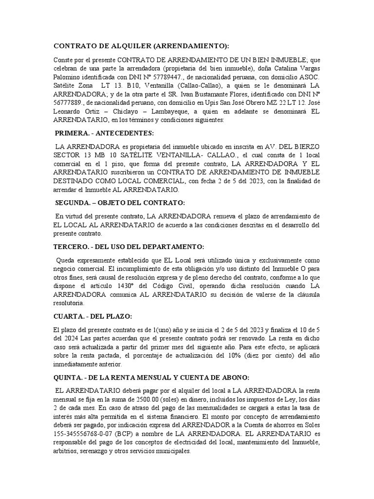 Contrato de Alquiler | PDF | Arbitraje | Justicia