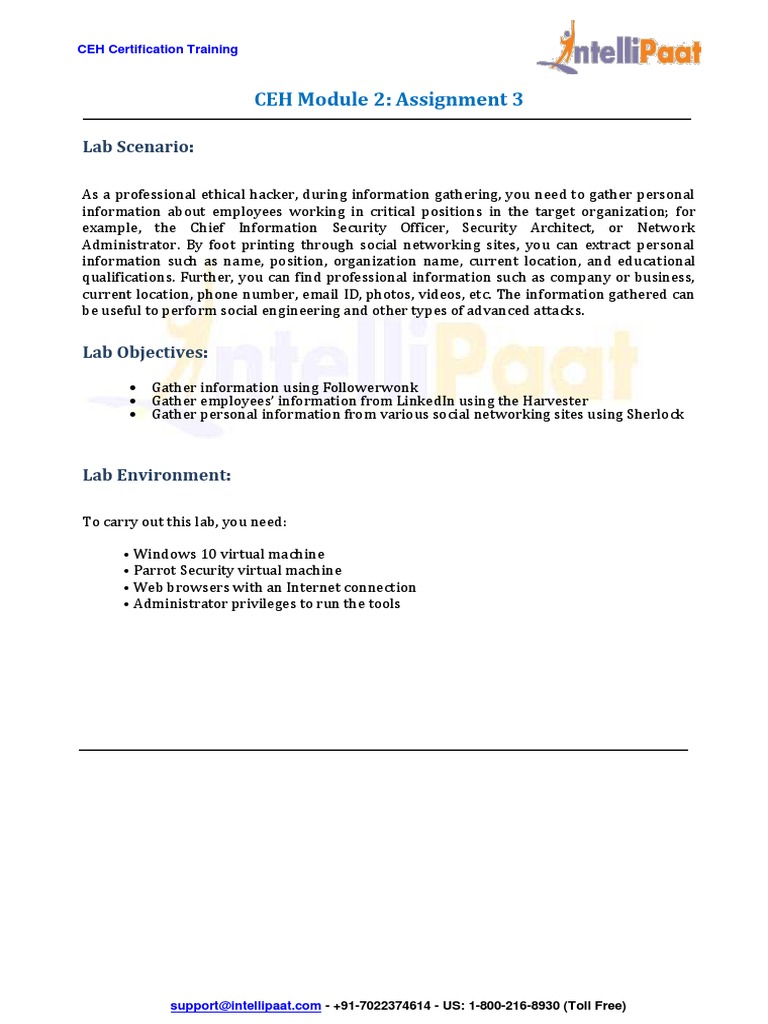 CEH Ethical Hacking Info Gathering Lab | PDF