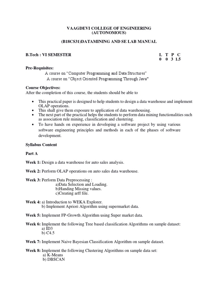 DWDM Lab Manual Final As On 09-04-2021 R18 | PDF | Cluster Analysis ...