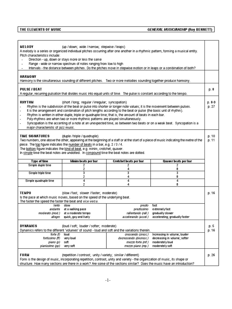 Elements of Music Overview | PDF