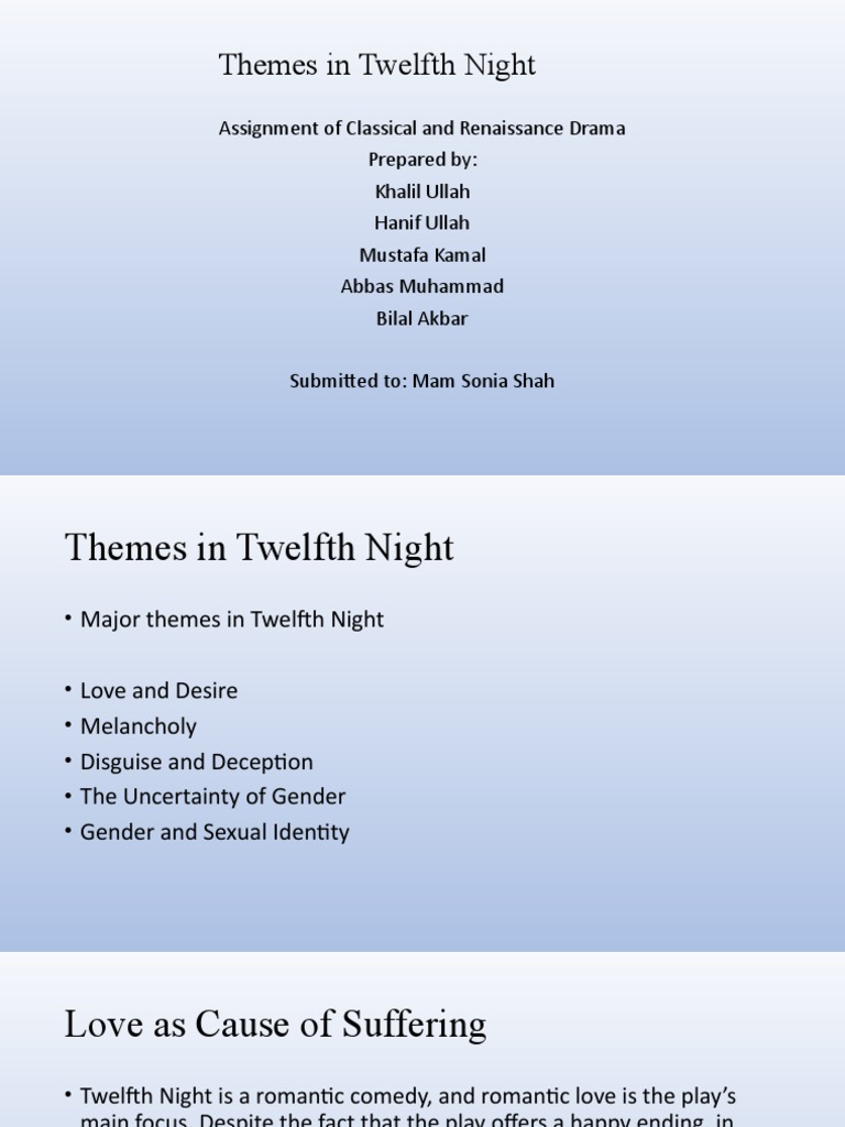 Themes of Love and Identity in Twelfth Night | PDF | Twelfth Night