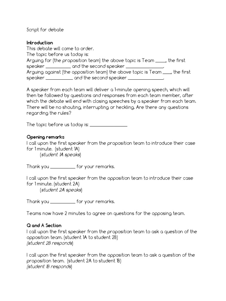 Debate Script for Students | PDF