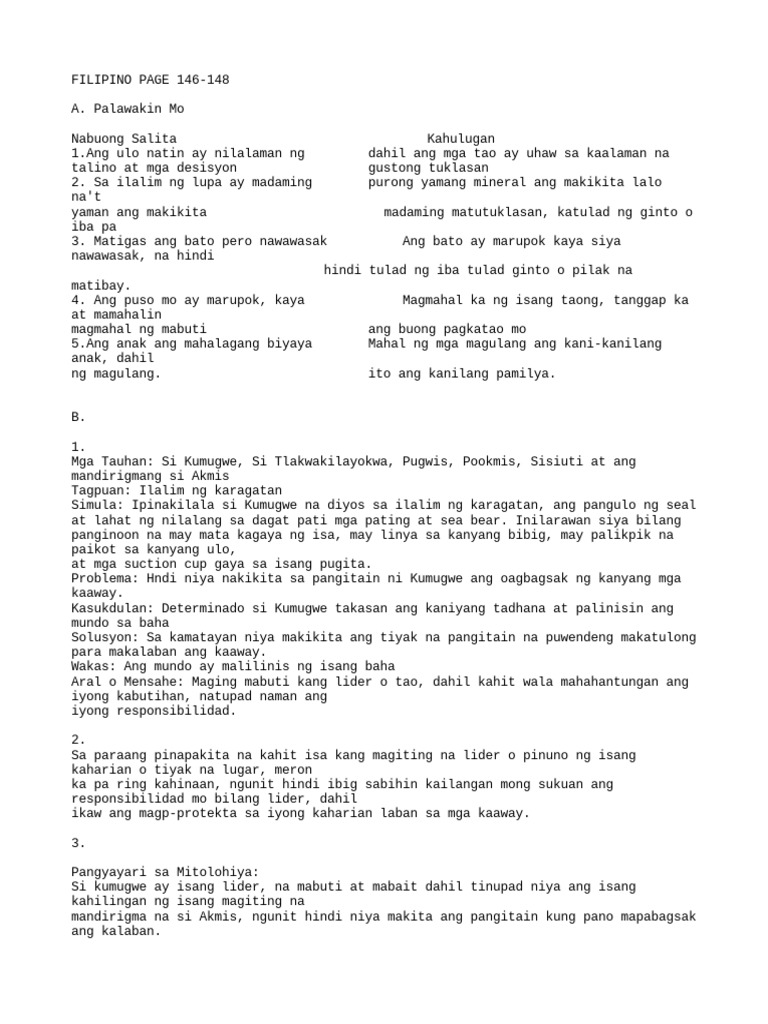 Filipino Homework | PDF