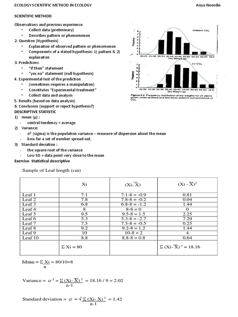 Processes In Ecology Bio464 Pdf Standard Deviation Statistics