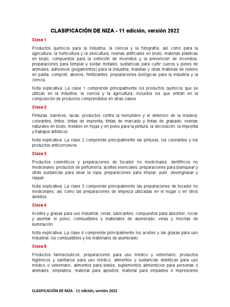 Clasificación de Niza | PDF