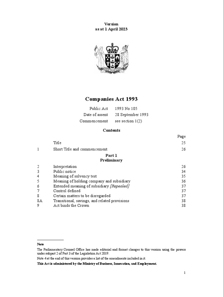 Overview of the Companies Act 1993 | PDF | Financial Statement | Liquidation