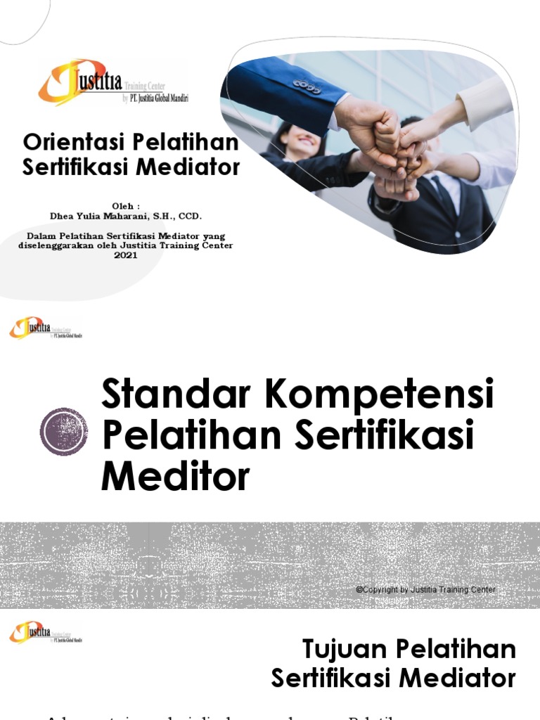 Orientasi Pelatihan Sertifikasi Mediator PDF | PDF