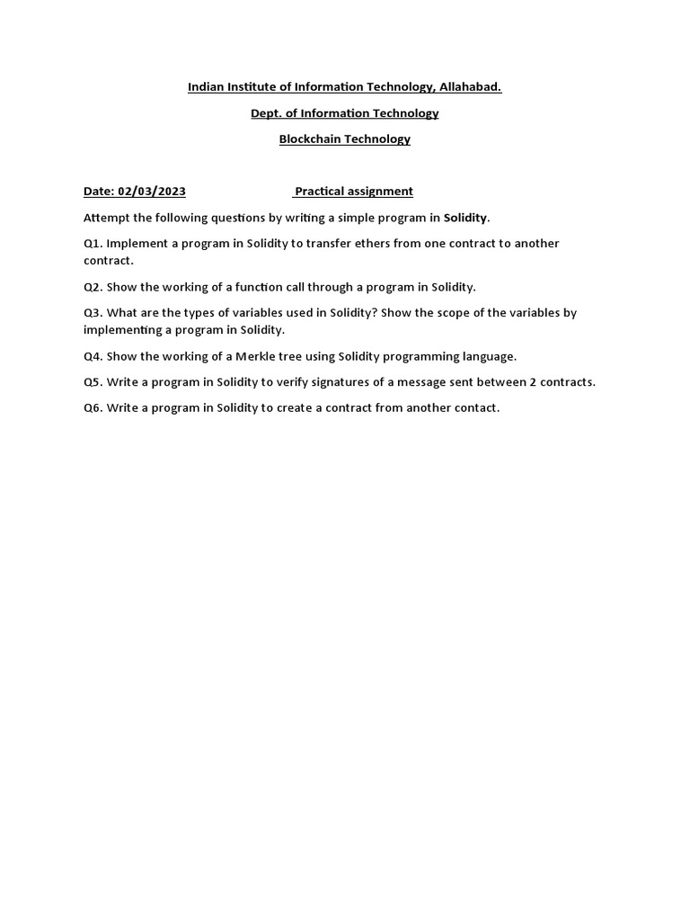 Solidity Programming Practical Assignment | PDF | Business | Computers