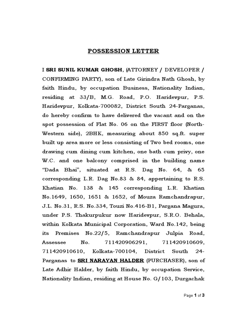 Letter of Flat | PDF