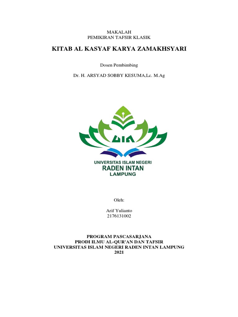 Makalah Kitab Al Kasyaf Karya Zamkhasyri PDF | PDF