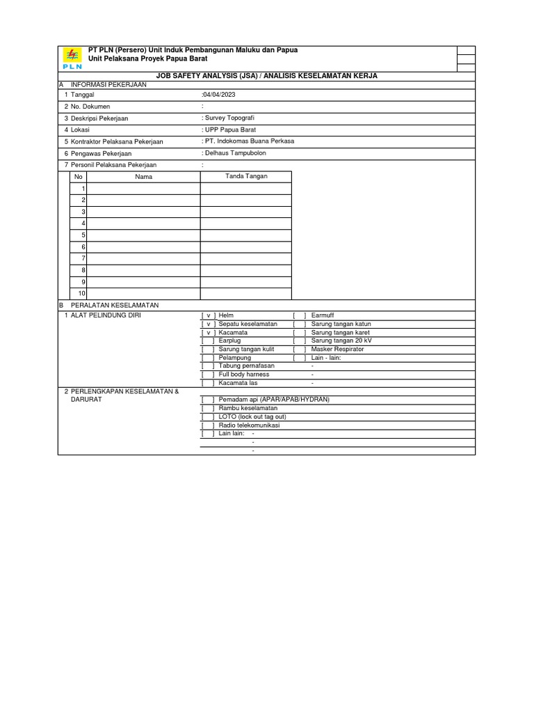 JSA Survey Topografi PDF | PDF