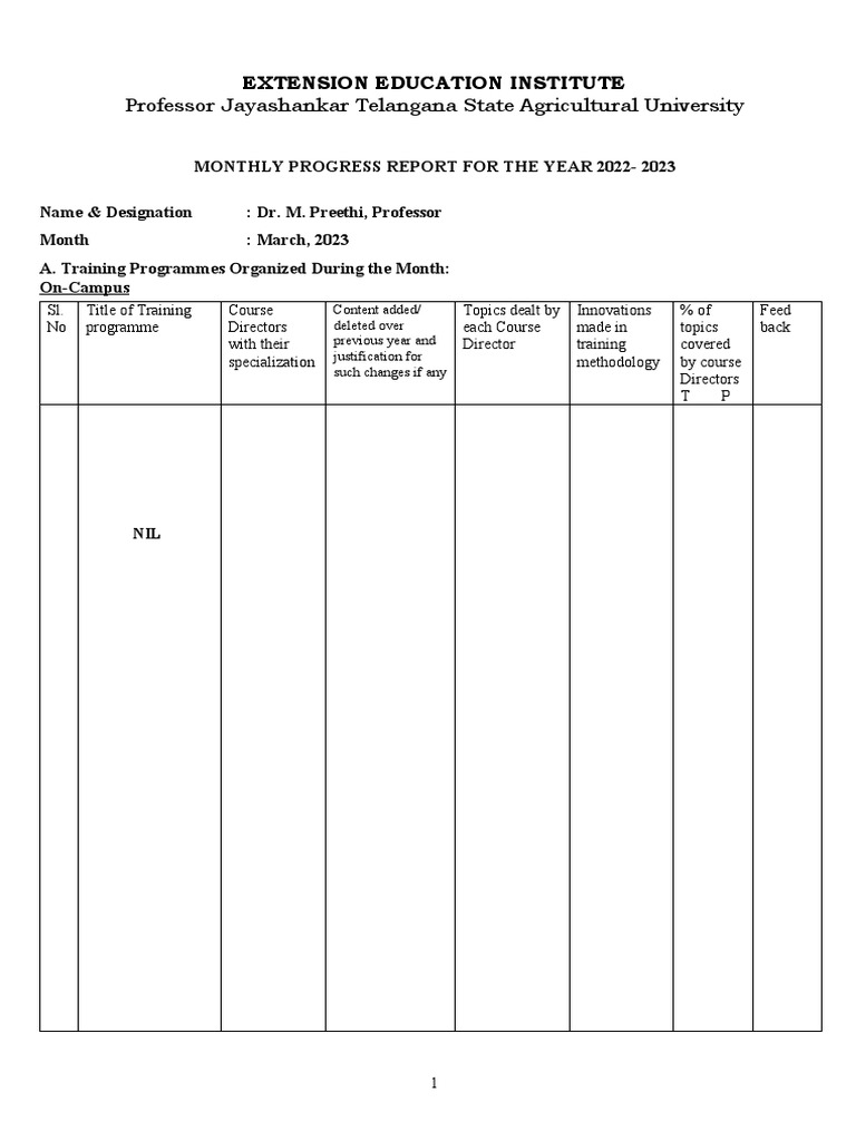 Monthly Report-Format | PDF | Science