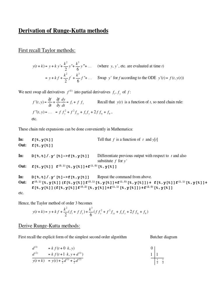 Runge-Kutta Method Derivation | PDF | Mathematics | Differential Equations