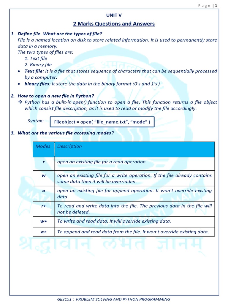 Pspp Unit 5 Full 2 Marks Q And A Pdf